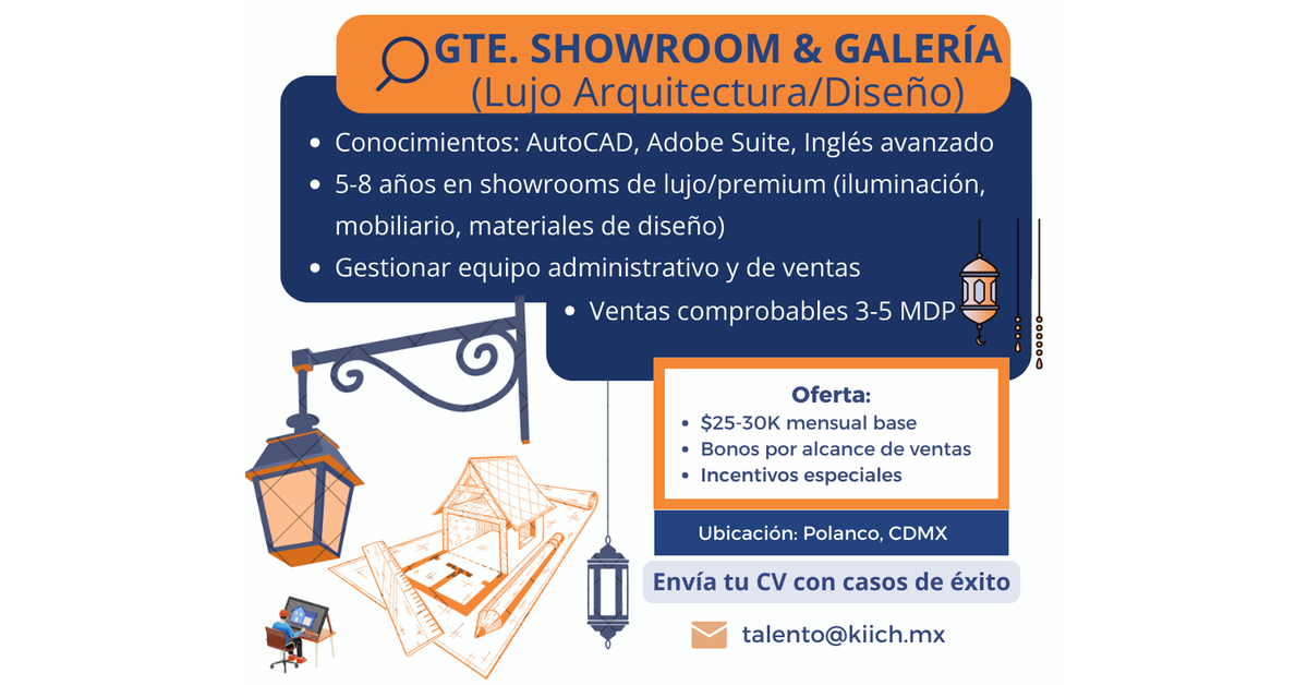 Gerente Showroom Iluminacion Diseno de Autor en Miguel Hidalgo Cdmx ...